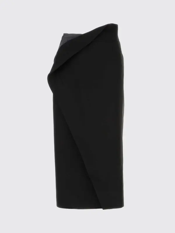 JIL SANDER Draped Silk And Virgin Wool Midi Pencil Skirt
