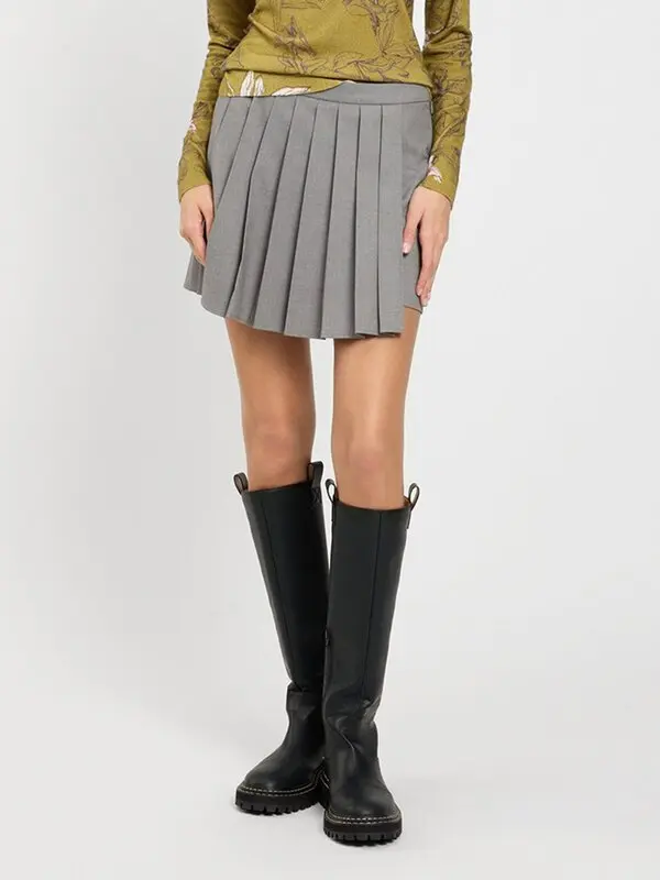 TWINSET High-waisted Pleated Wool-blend Mini Skirt