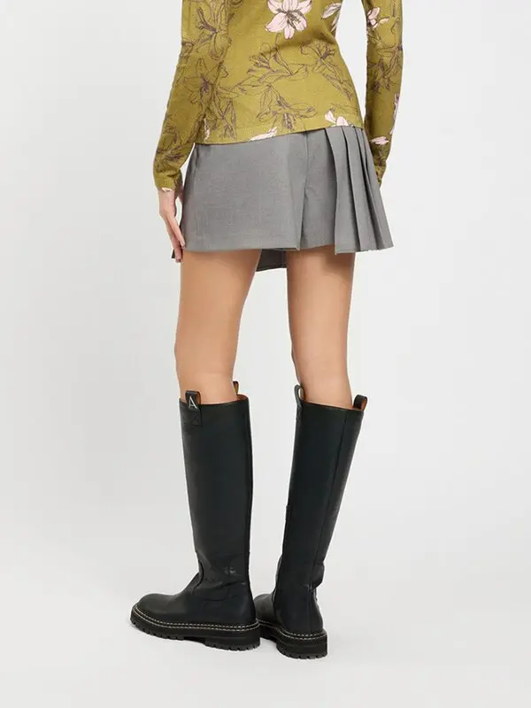 TWINSET High-waisted Pleated Wool-blend Mini Skirt