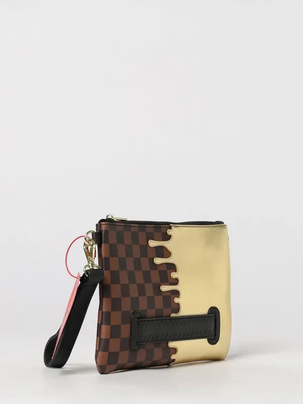 SPRAYGROUND Pouch In Coated Cotton With Two-tone Check Pattern And Removable Handle