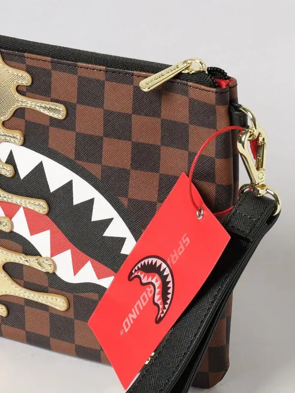 SPRAYGROUND Pouch In Coated Cotton With Two-tone Check Pattern And Removable Handle