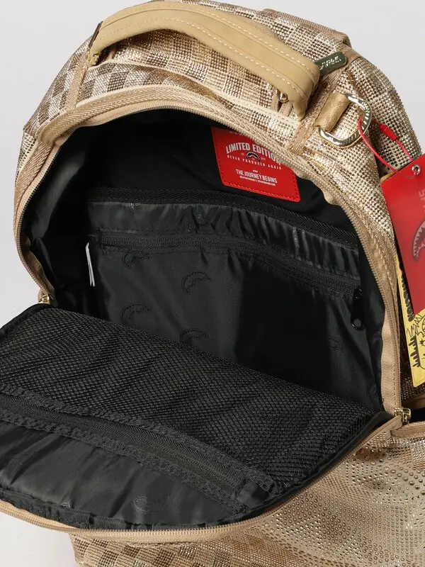SPRAYGROUND 2 Tone Trinity Backpack With Check Pattern And Rhinestone Logo