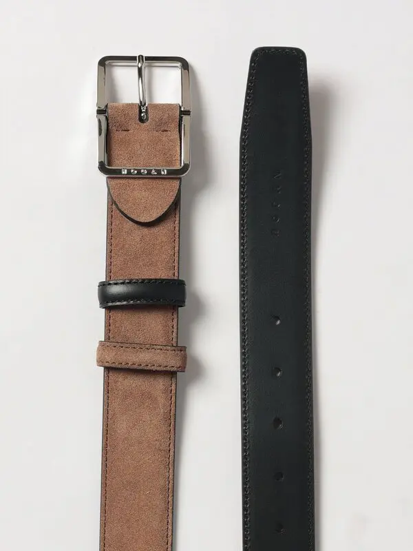 Hogan Suede Calfskin Belt With Engraved Logo Buckle