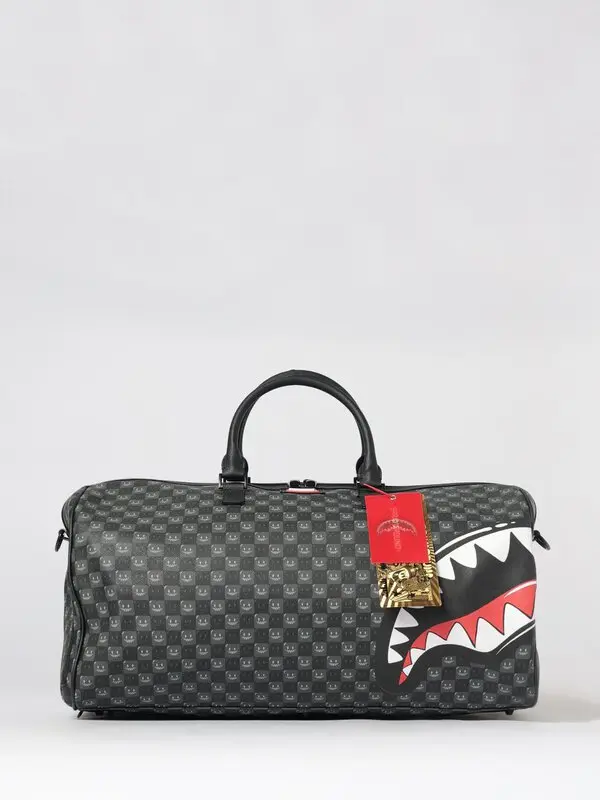 SPRAYGROUND Checkerboard Shark Logo Travel Bag In Coated Cotton
