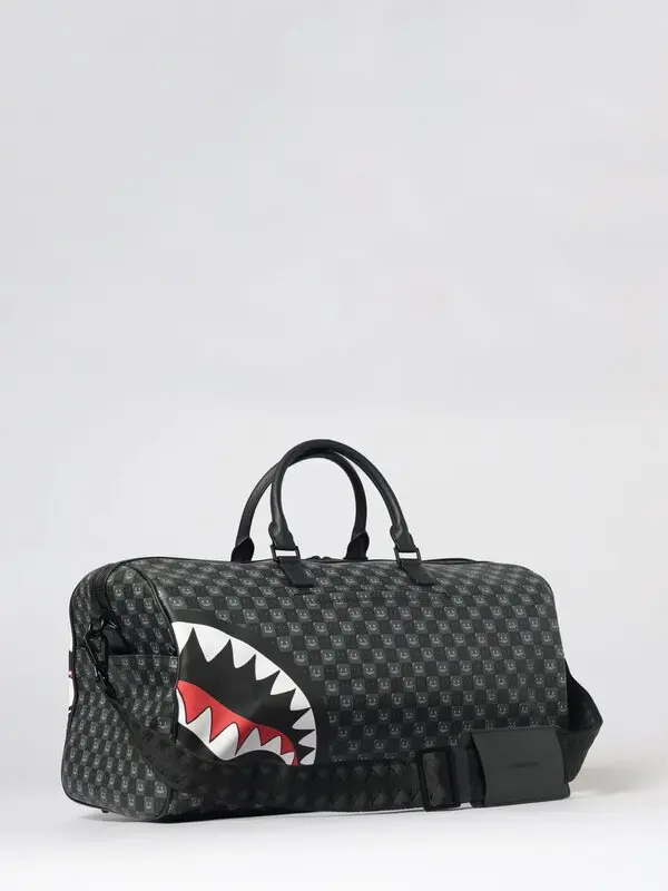 SPRAYGROUND Checkerboard Shark Logo Travel Bag In Coated Cotton
