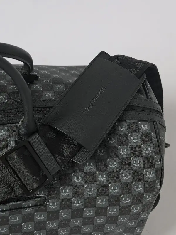 SPRAYGROUND Checkerboard Shark Logo Travel Bag In Coated Cotton