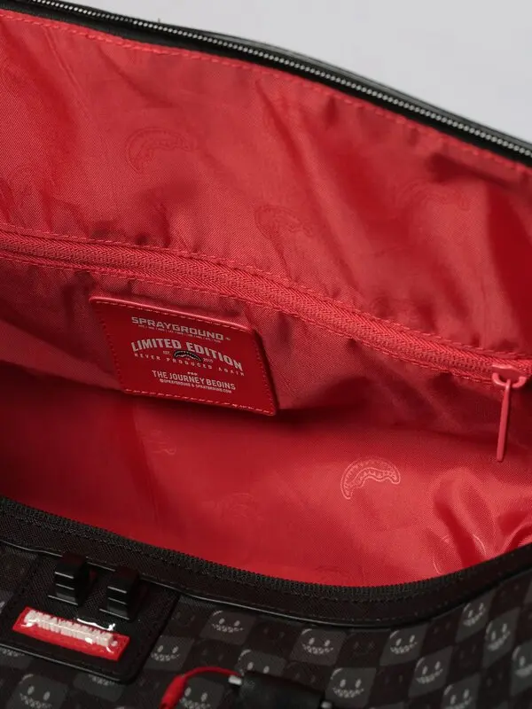 SPRAYGROUND Checkerboard Shark Logo Travel Bag In Coated Cotton