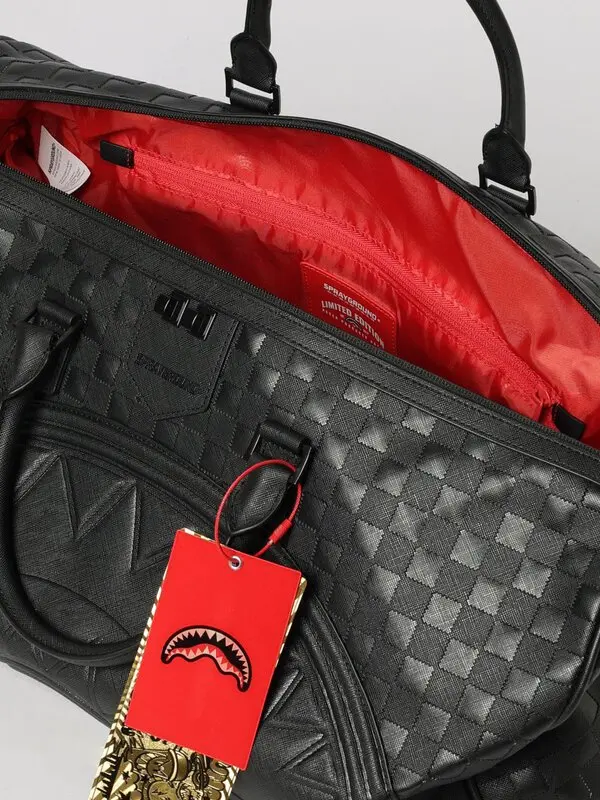 SPRAYGROUND Raised Check Travel Bag In Coated Cotton With Embossed Pattern