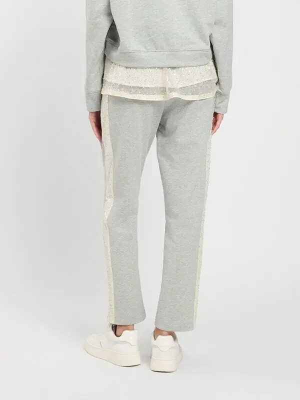 TWINSET Cotton Blend Jogging Trousers With Sequin Embroidery And Elastic Waist