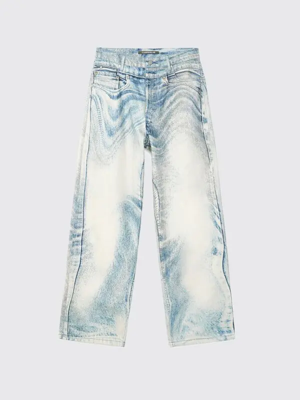 Camper High-waisted Wide Leg Jeans In Optical Print Cotton Denim