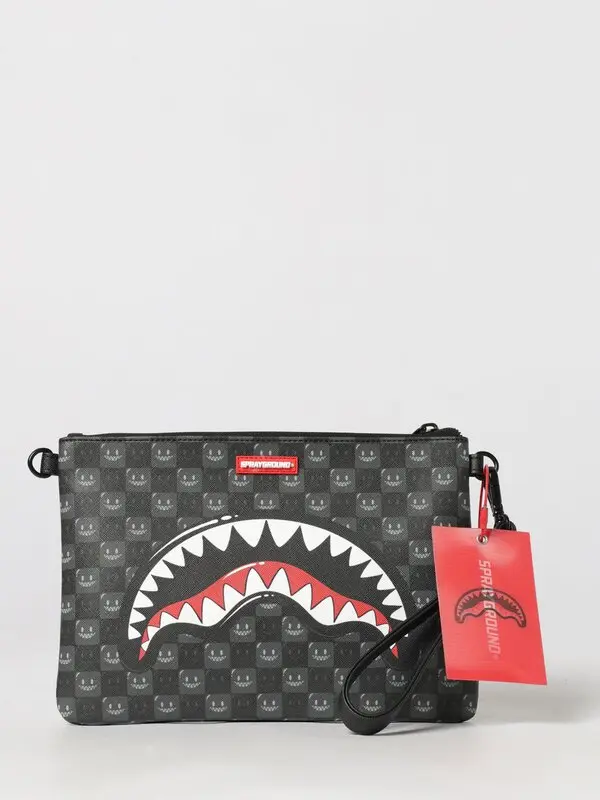 SPRAYGROUND Sharks In Paris Pouch In Coated Cotton With Removable Shoulder Strap