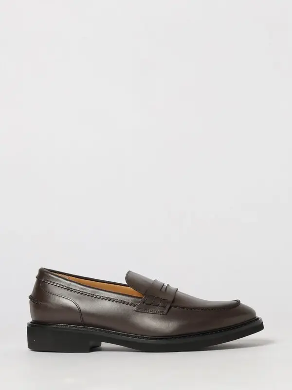 ANNA F. Smooth Leather Penny Loafers With Raised Apron Toe