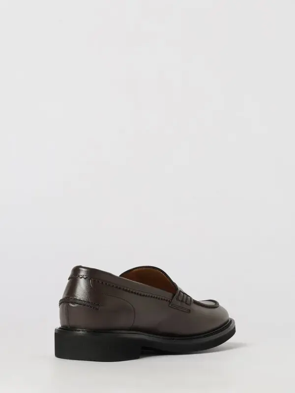 ANNA F. Smooth Leather Penny Loafers With Raised Apron Toe
