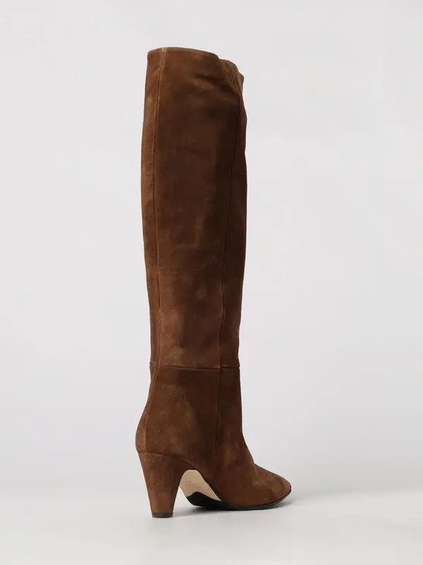 ANNA F. Classic Suede Leather Knee-high Boots With Cone Heel - Brown