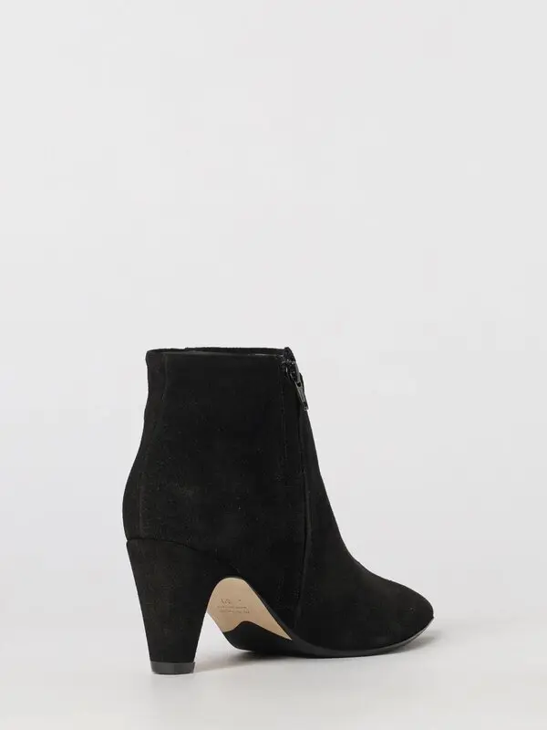 ANNA F. Suede Leather Ankle Boots With Mid Cone Heel