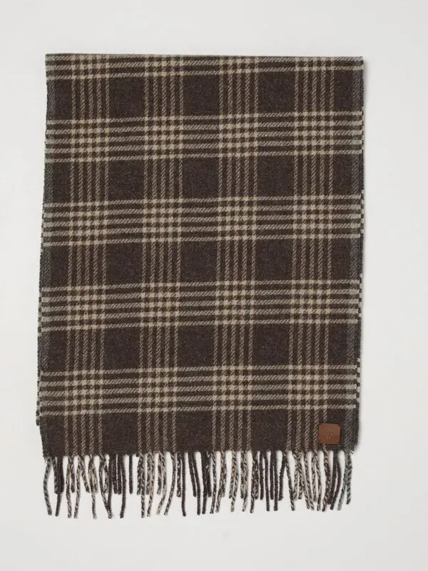 Eleventy Wool And Cashmere Blend Scarf With Tartan Pattern And Fringed Edges