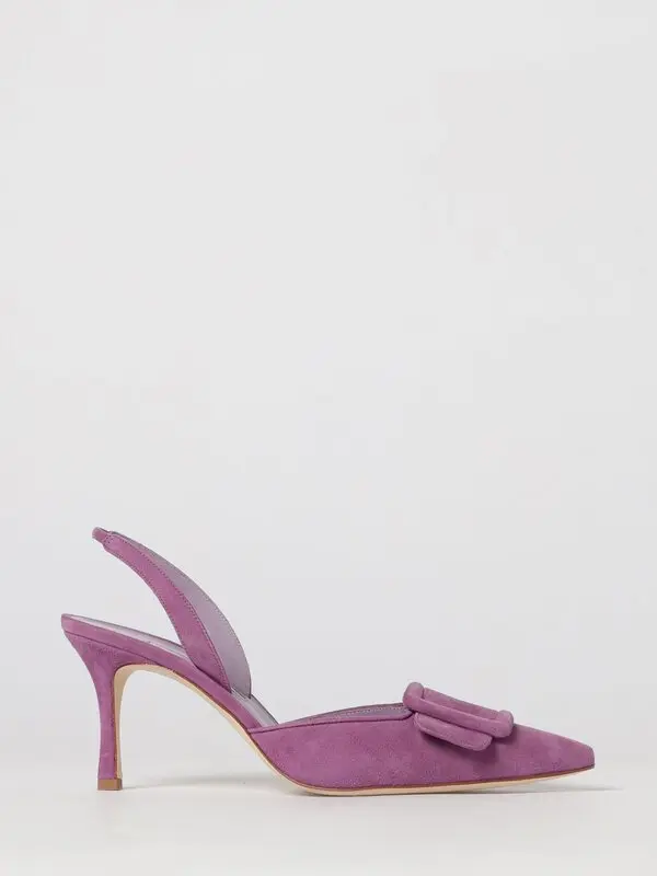 Manolo Blahnik Maysli Suede Slingback Pumps With Mid Heel - Plum