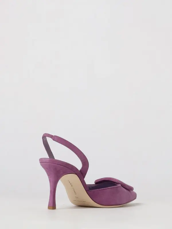 Manolo Blahnik Maysli Suede Slingback Pumps With Mid Heel - Plum