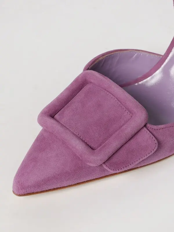 Manolo Blahnik Maysli Suede Slingback Pumps With Mid Heel - Plum