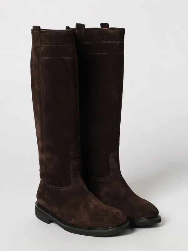 ANNA F. Suede Leather Knee-high Boots With Low Heel
