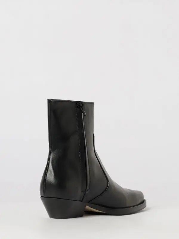 ANNA F. Smooth Leather Western Boots With Almond Toe