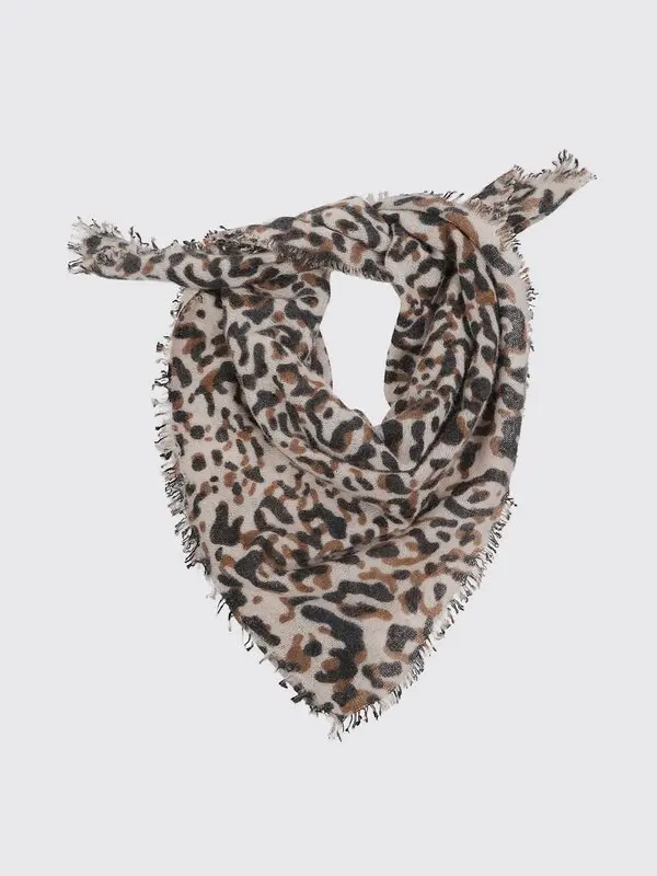 Faliero Sarti Cashmere Animal Print Scarf With Fringes