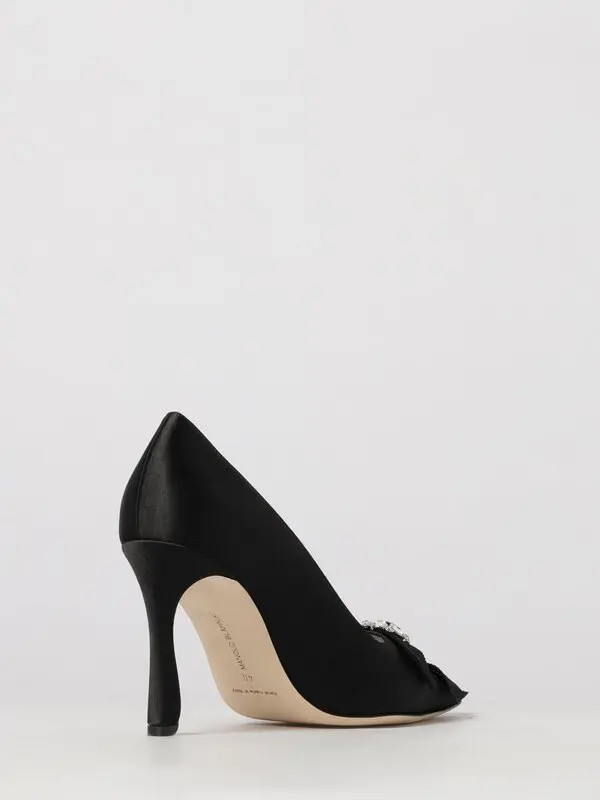 Manolo Blahnik Apius Satin Pumps With Jewelled Buckle And High Heel