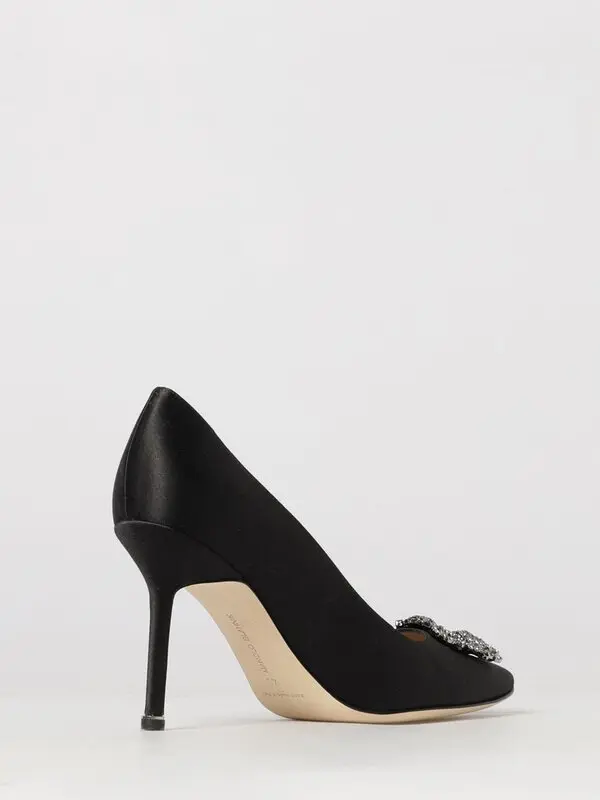 Manolo Blahnik Hangisi Satin Pumps With Jewelled Buckle And High Heel