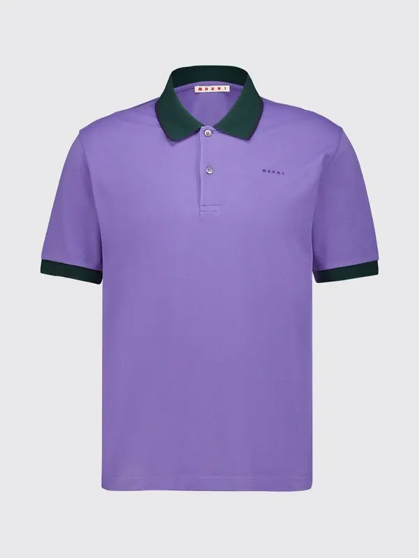 Marni Cotton Polo Shirt With Contrast Trims And Logo
