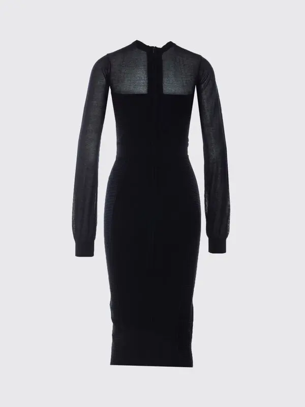 Elisabetta Franchi Viscose Midi Sheath Dress With Puff Sleeves