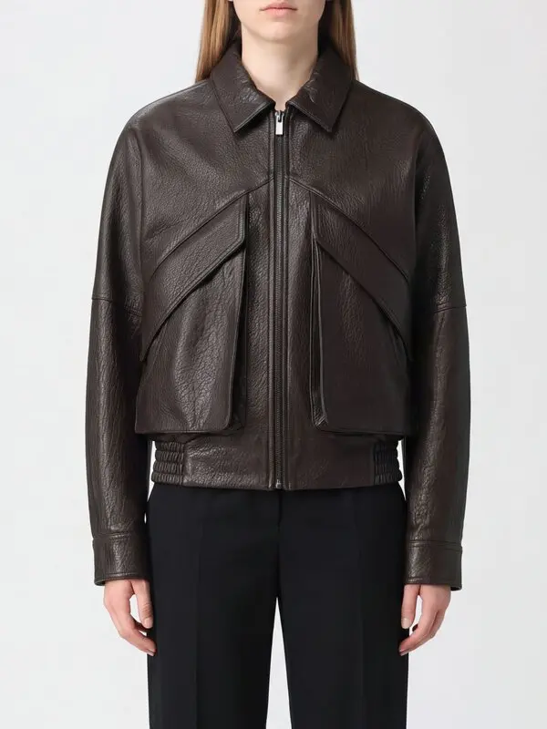 Magda Butrym Cropped Sheepskin Leather Jacket With Dropped Shoulders