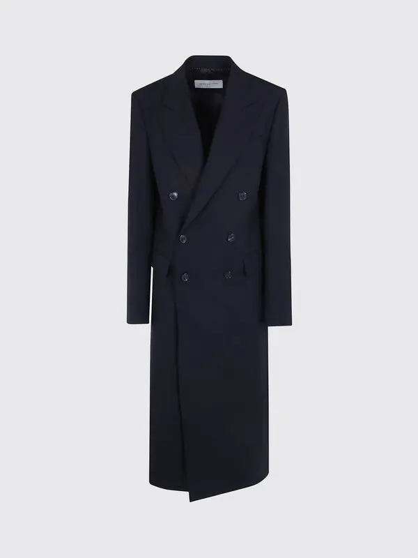 Dries Van Noten Relaxed Fit Double-breasted Long Coat In Pure Wool