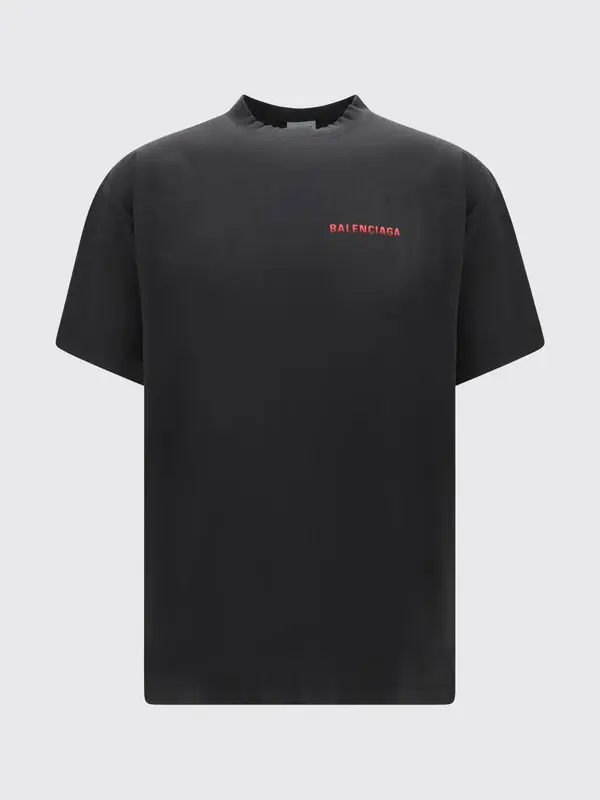 Balenciaga Cotton T-shirt With Contrasting Logo And Dropped Shoulders
