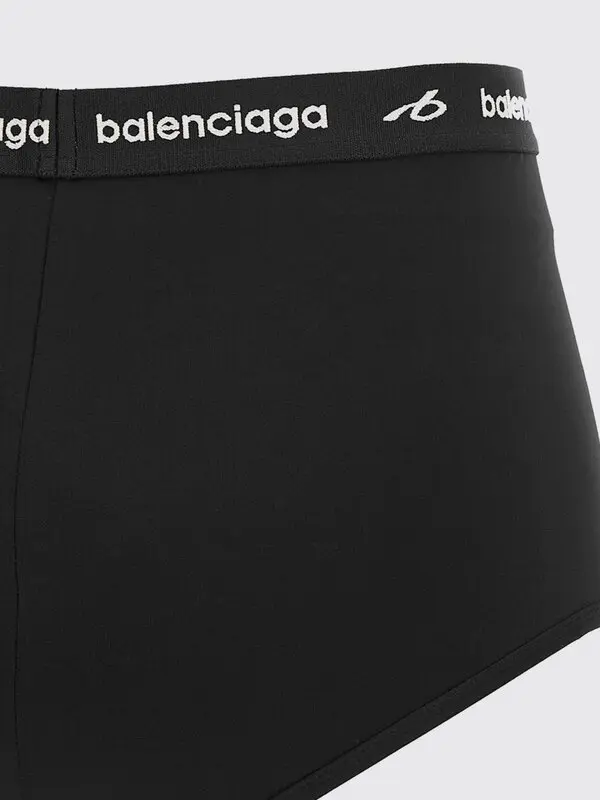 Balenciaga High-waisted Stretch-polyamide Knickers With Logo Waistband