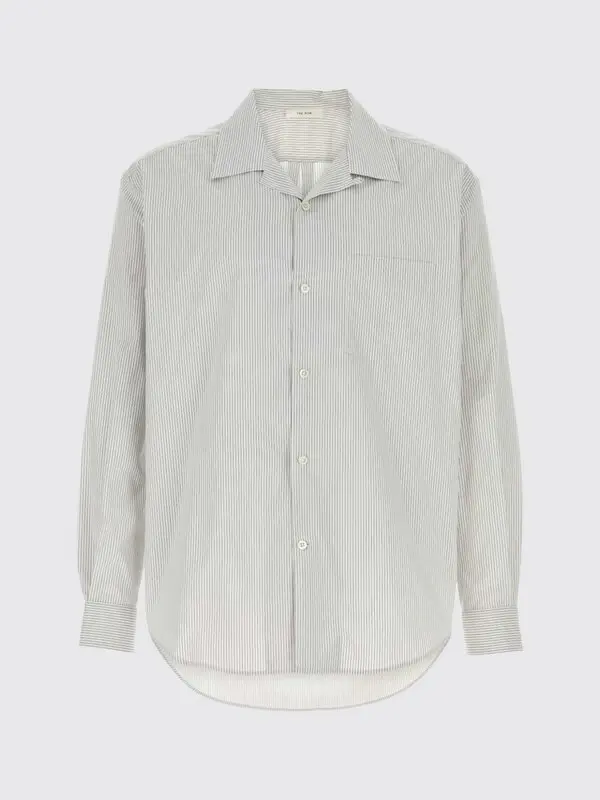 THE ROW Striped Stretch-cotton Shirt With Cuban Collar