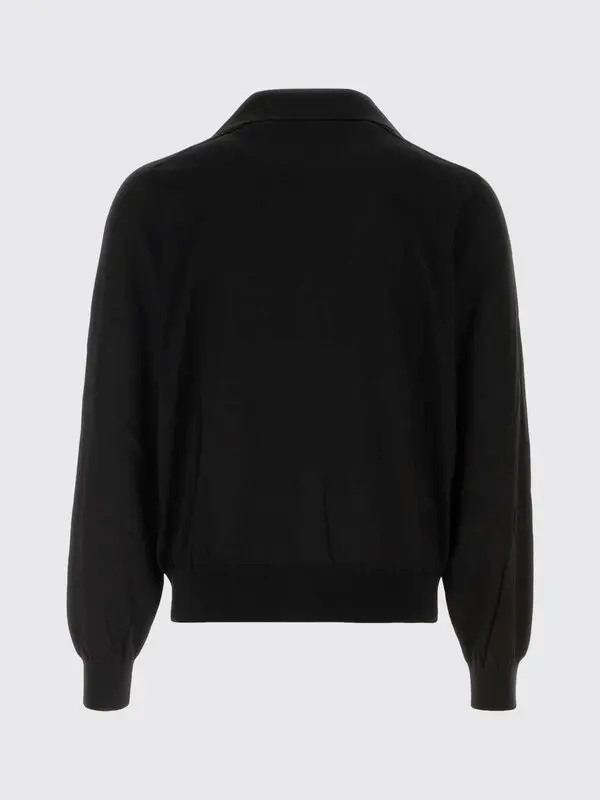 Versace Long-sleeved Silk And Cotton Knit Polo Shirt