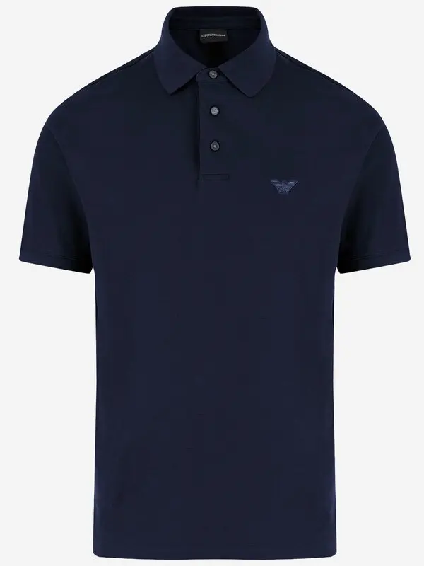 Emporio Armani Cotton Polo Shirt With Logo - Navy