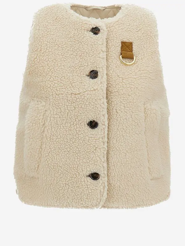 Barbour Fur Effect Nylon Vest - Ivory