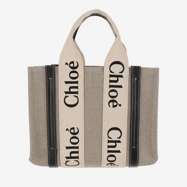 Chloé Small Woody Linen Tote Bag