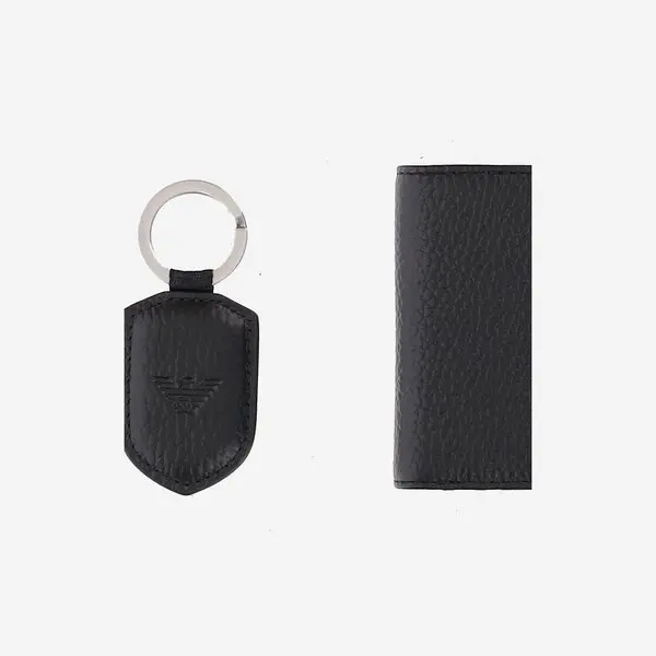 Emporio Armani Wallet And Key Chain Set With Logo