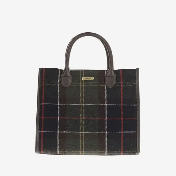 Barbour Barrhill Tote Bag In Wool Blend With Check Pattern