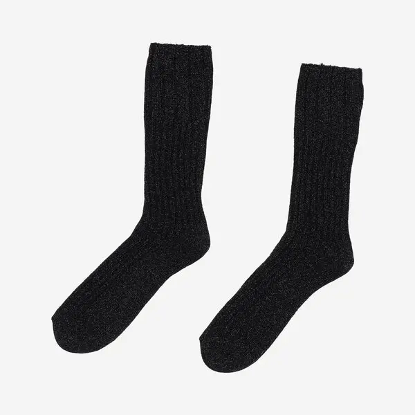 ANT45 Ribbed Stretch Cotton Blend Socks - Black
