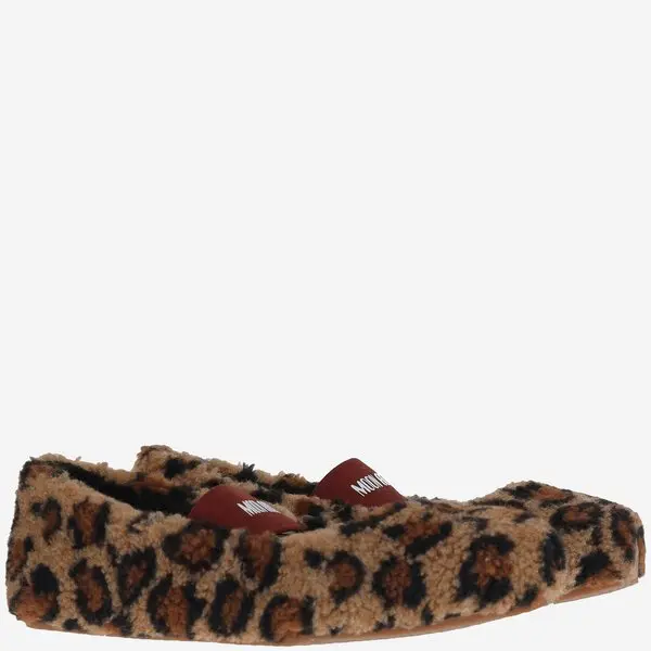 Moon Boot Shearling Flats With Animal Print - Multi