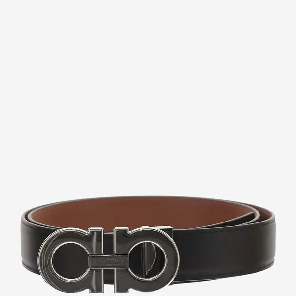 FERRAGAMO Reversible Leather Belt With Hooks - Multi