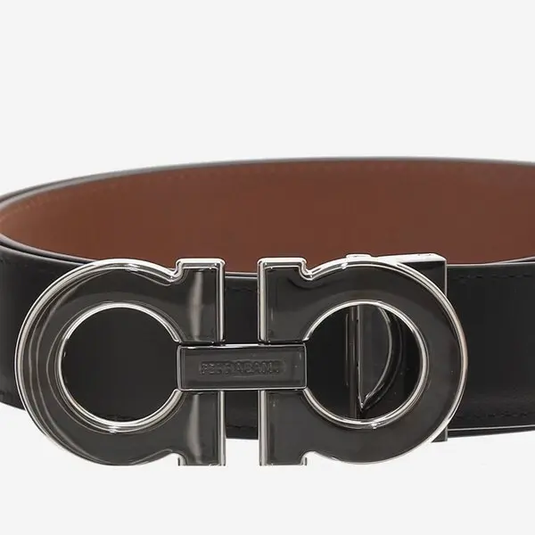FERRAGAMO Reversible Leather Belt With Hooks - Multi