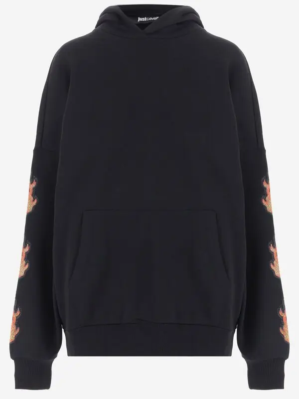 Just Cavalli Cotton Sweatshirt With Rhinestones