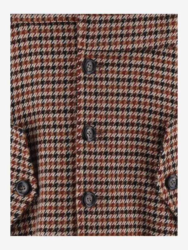 Emporio Armani Wool Blend Coat With Ribbed Collar