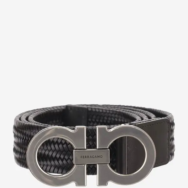 FERRAGAMO Braided Belt With Hook And Eye Buckle - Black