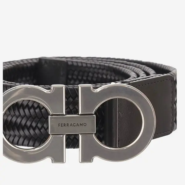 FERRAGAMO Braided Belt With Hook And Eye Buckle