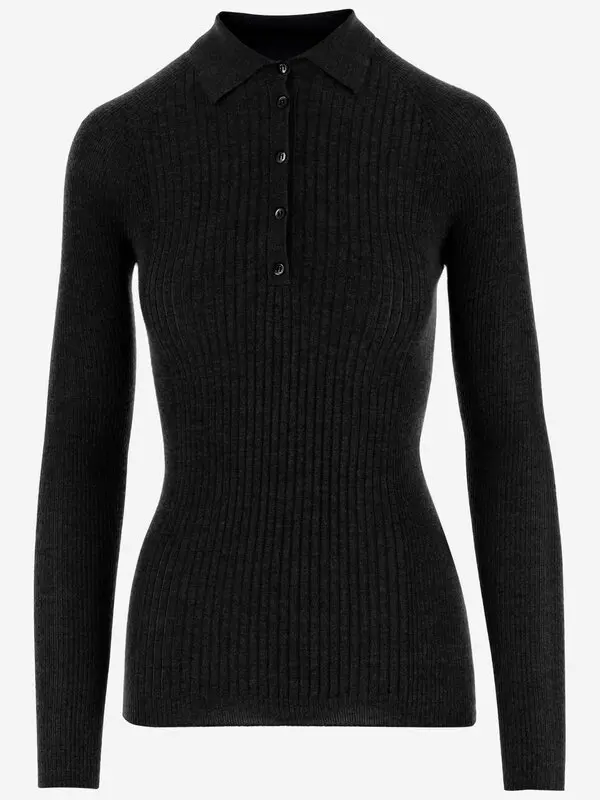 SA SU PHI Long Sleeved Cashmere And Silk Polo Shirt